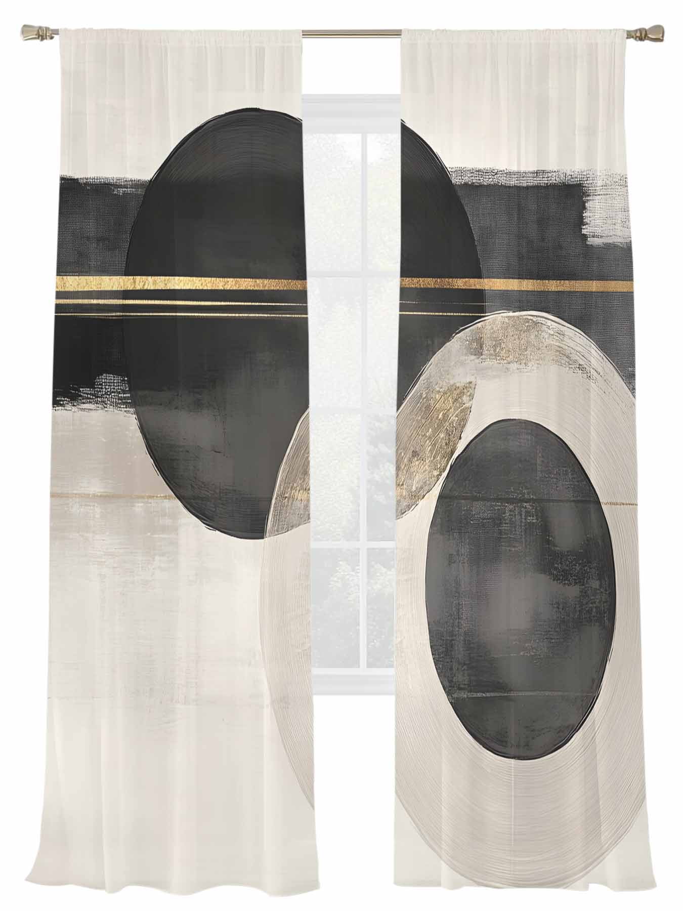 Abstract Sheer Curtains for Living Room Bedroom, Light-filtering Sheer ...