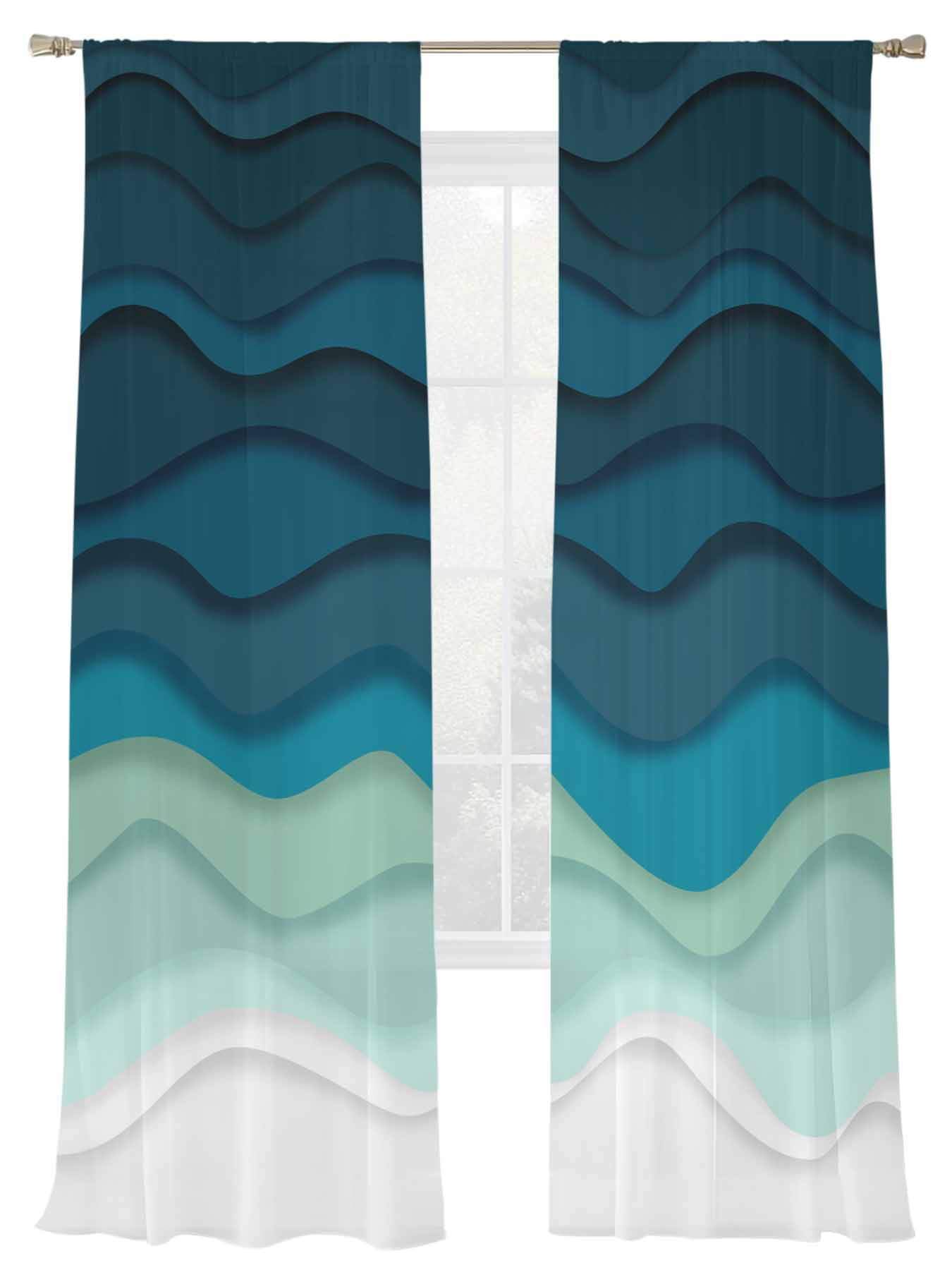 Abstract Sheer Curtains for Living Room Bedroom, Light-filtering Sheer ...