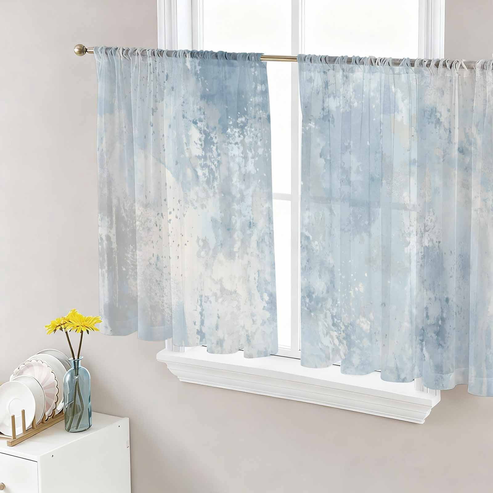 Abstract Sheer Curtains for Living Room Bedroom, Vintage Blue Grey ...