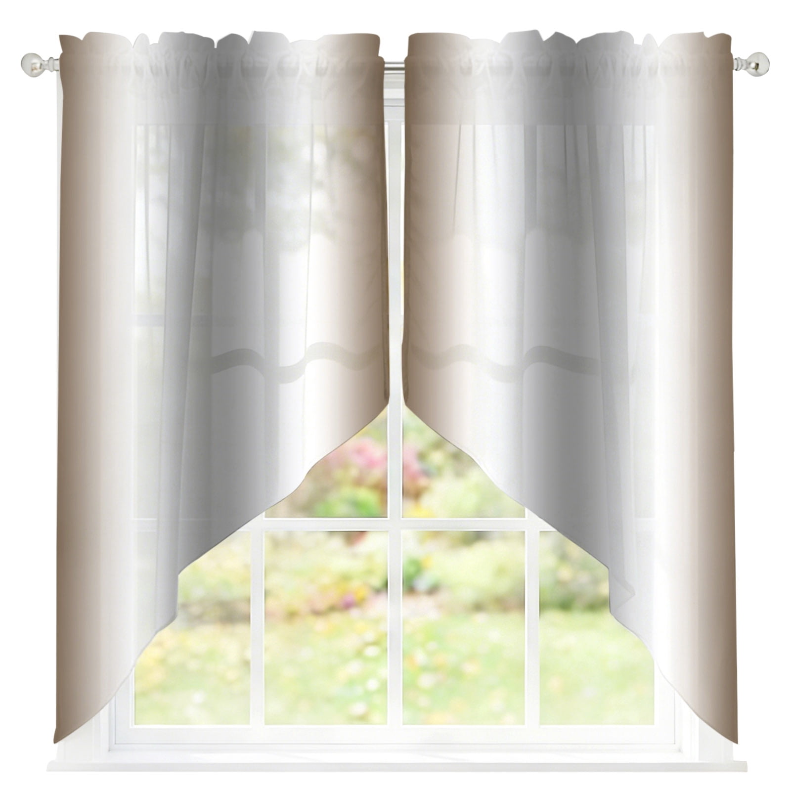 Abstract Sheer Curtains Swag Valances for Windows Brown Gray Gradient ...