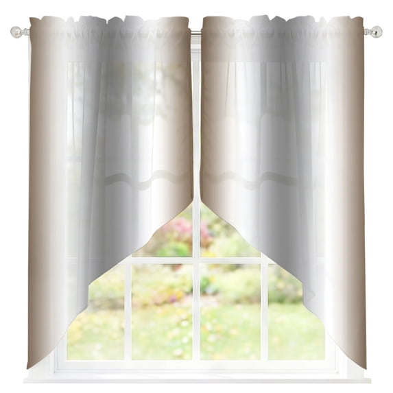 Abstract Sheer Curtains Swag Valances for Windows Brown Gray Gradient ...