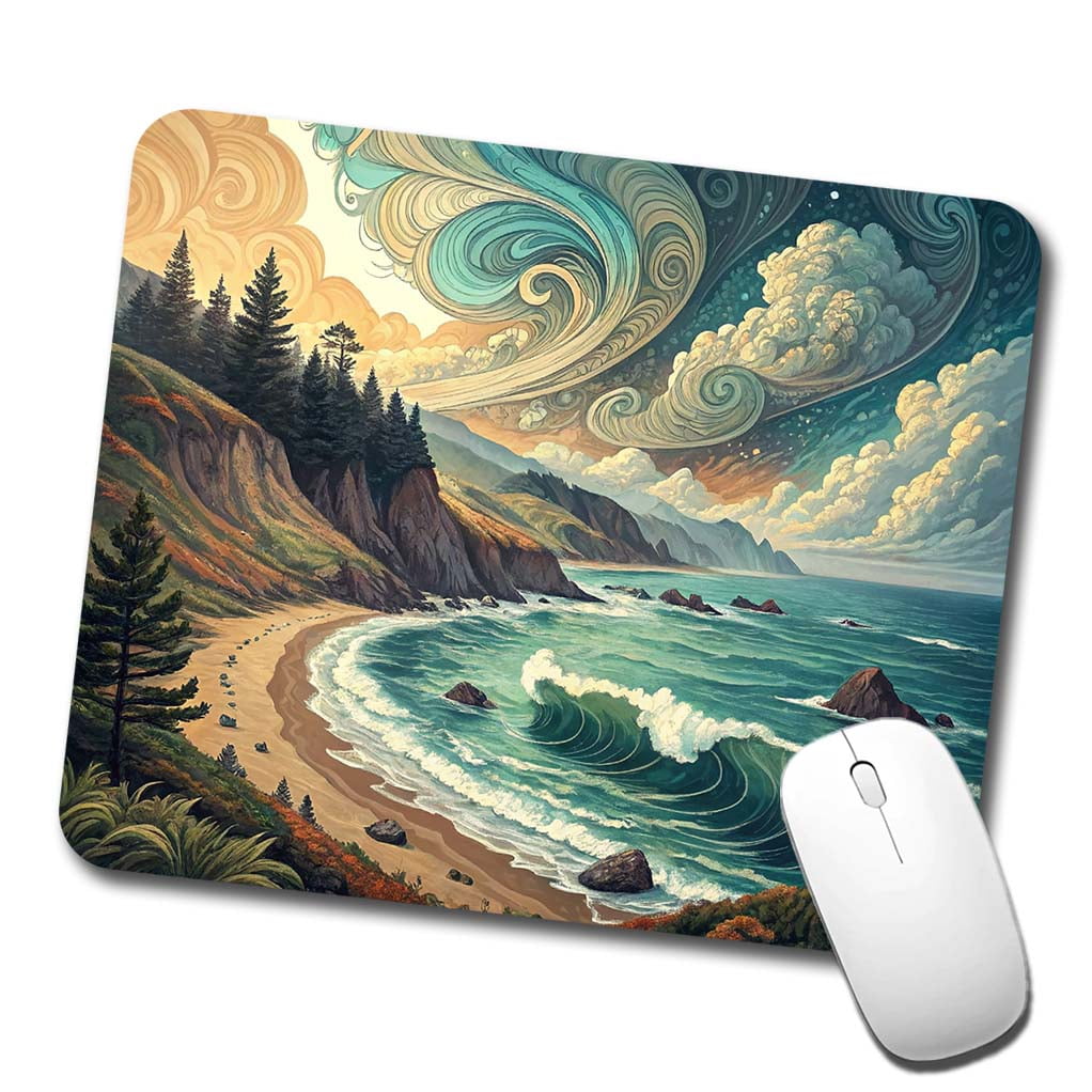 Abstract Shore Ocean Waves Landscape Mouse Pad Low Profile Gaming Mat ...