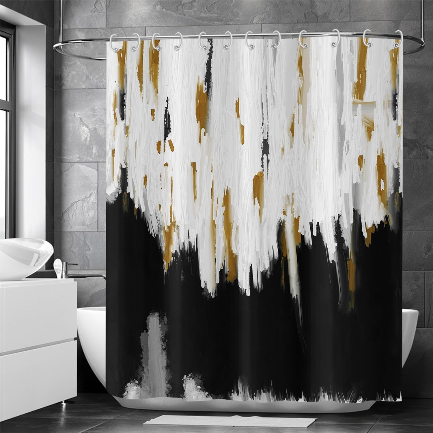 Abstract Shower Curtain, Black White Ombre Pattern Modern Vintage ...