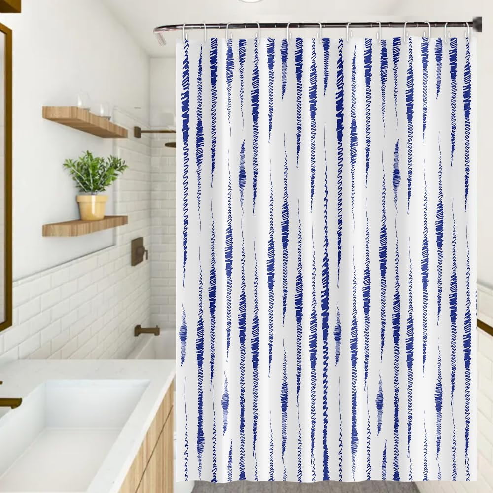 Abstract Shower Curtain Blue Twine Lines Print Unique Design Pattern ...