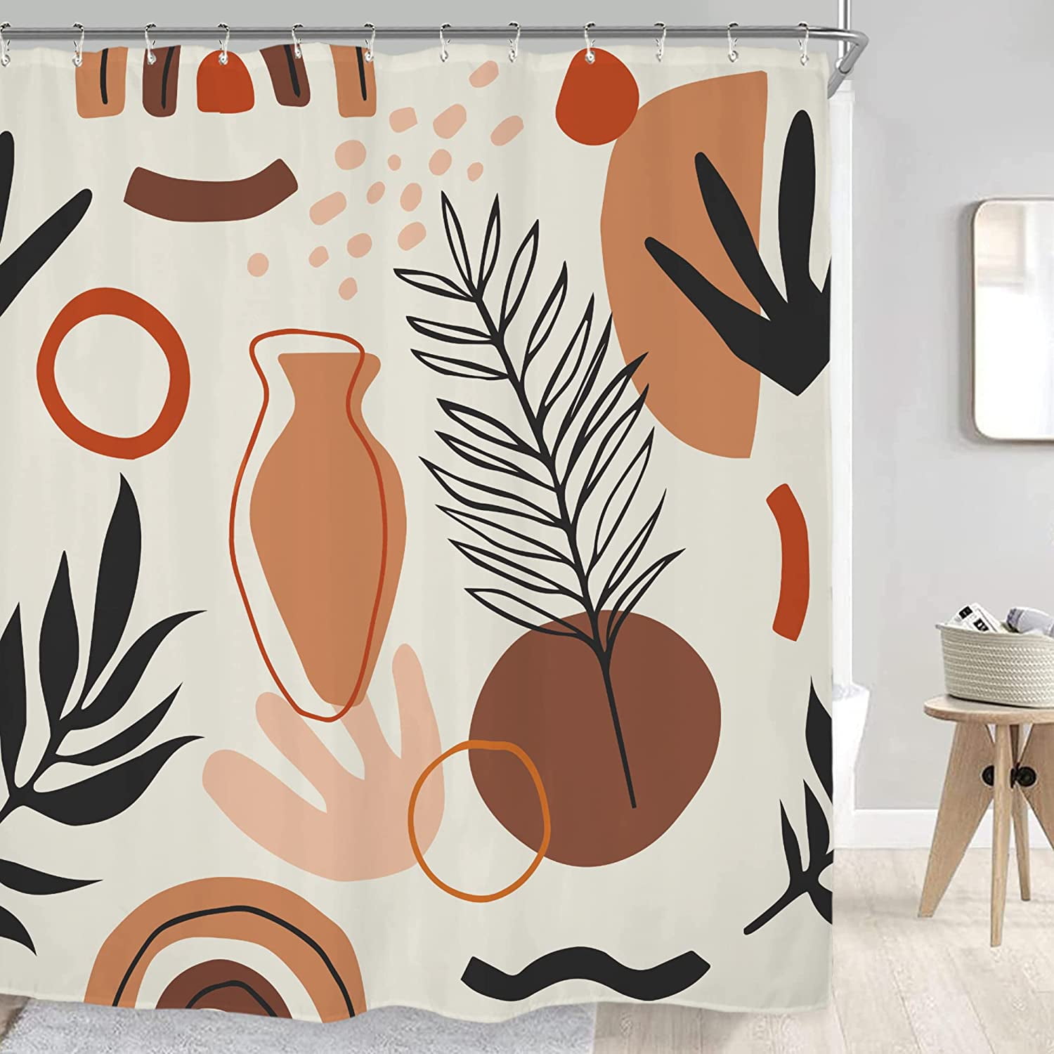 Abstract Shower Curtain, Mid Century Modern Shower Curtains Set 72''''W ...