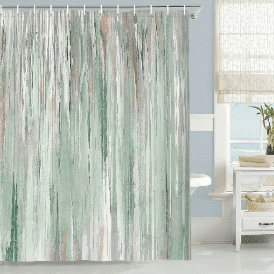 Abstract Shower Curtain, Modern Aesthetic Green Stripe Shower Curtain ...