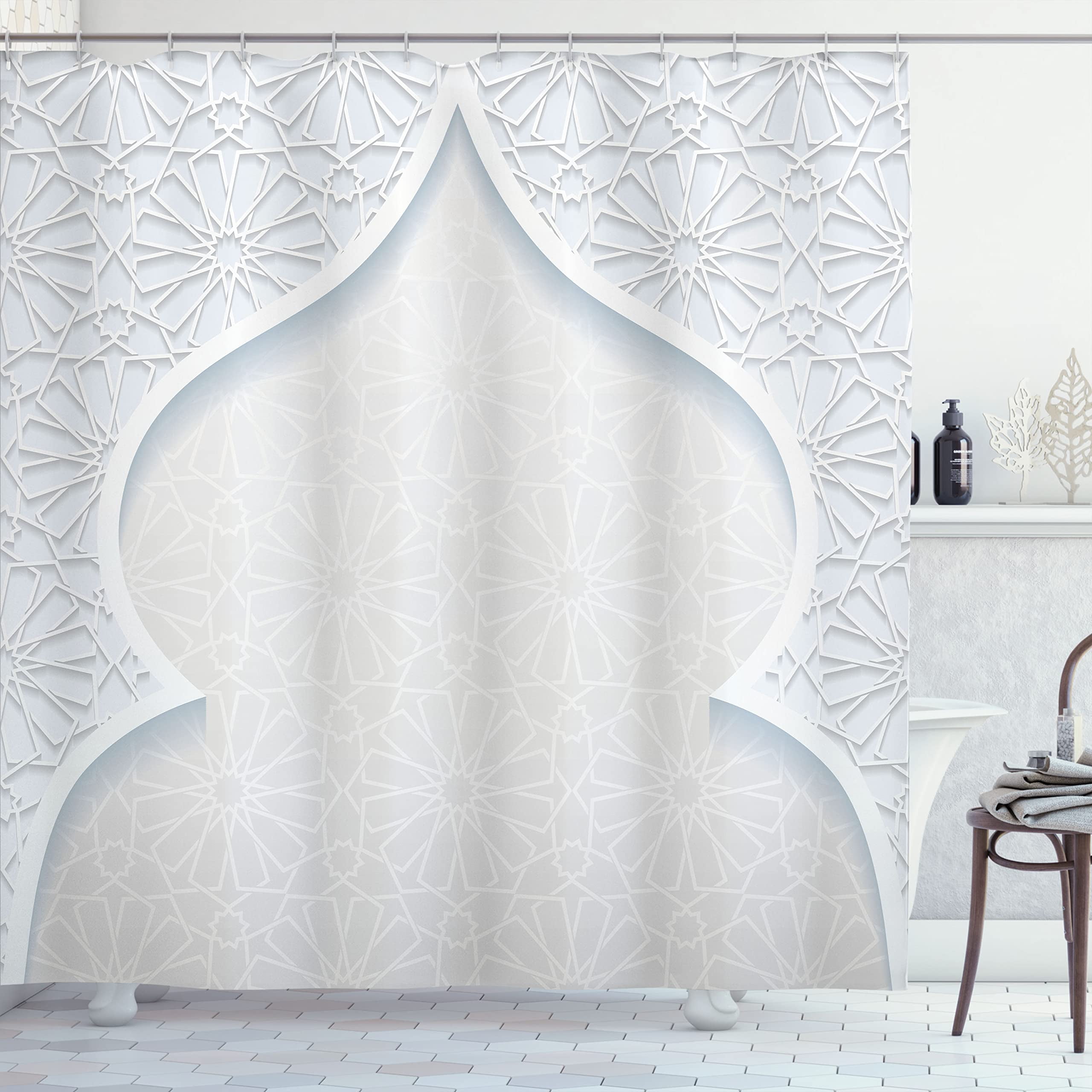 Abstract Shower Curtain Nostalgic Floor Motif with Swirled Floral Heart ...
