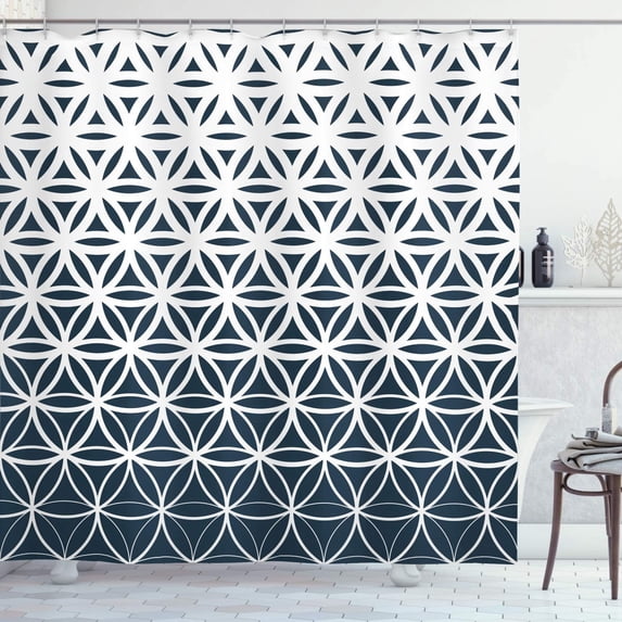 Abstract Shower Curtain, Retro Geometric Ombre Inspired Pattern Classic ...