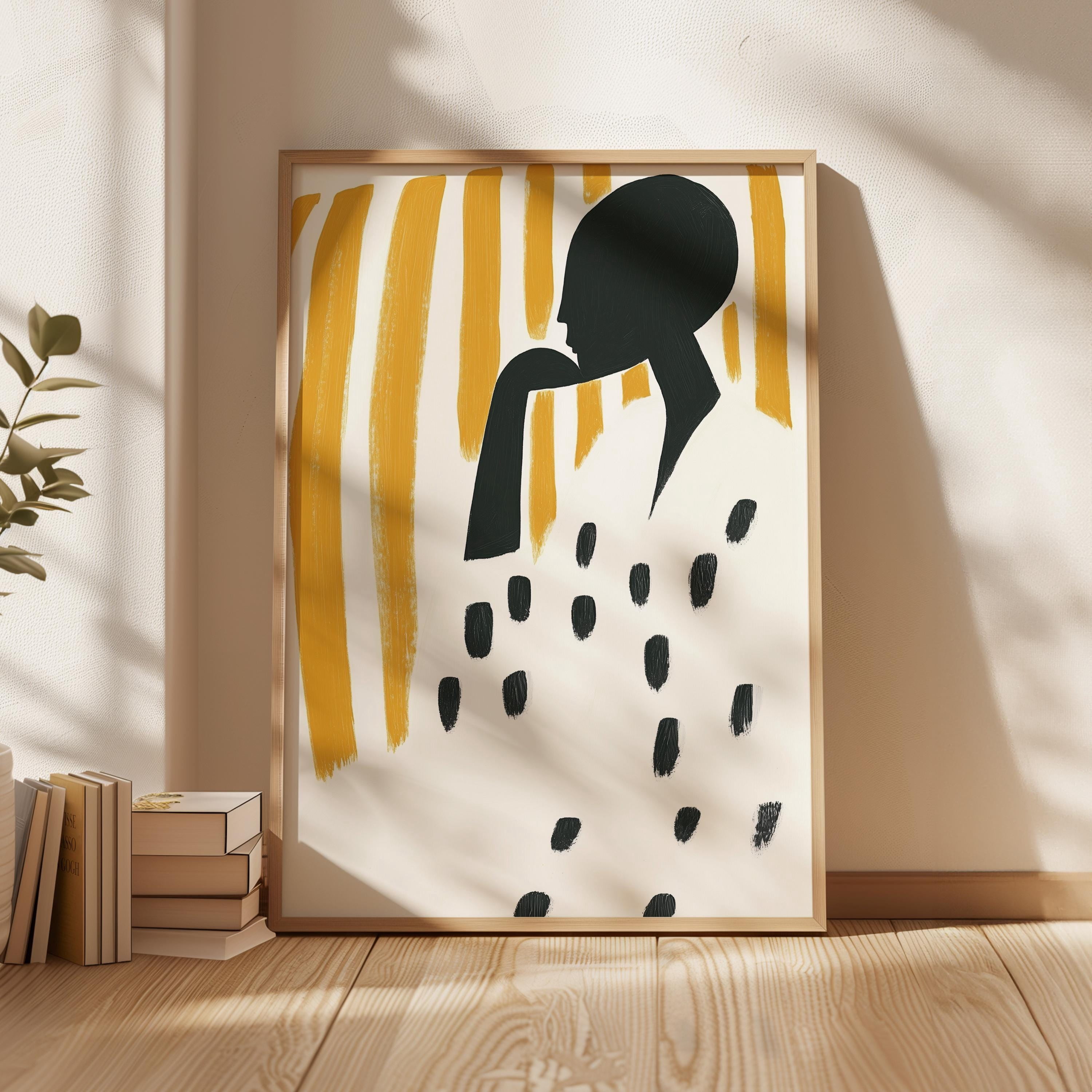 Abstract Silhouette Art Print Golden Stripes Minimalist Decor Home ...