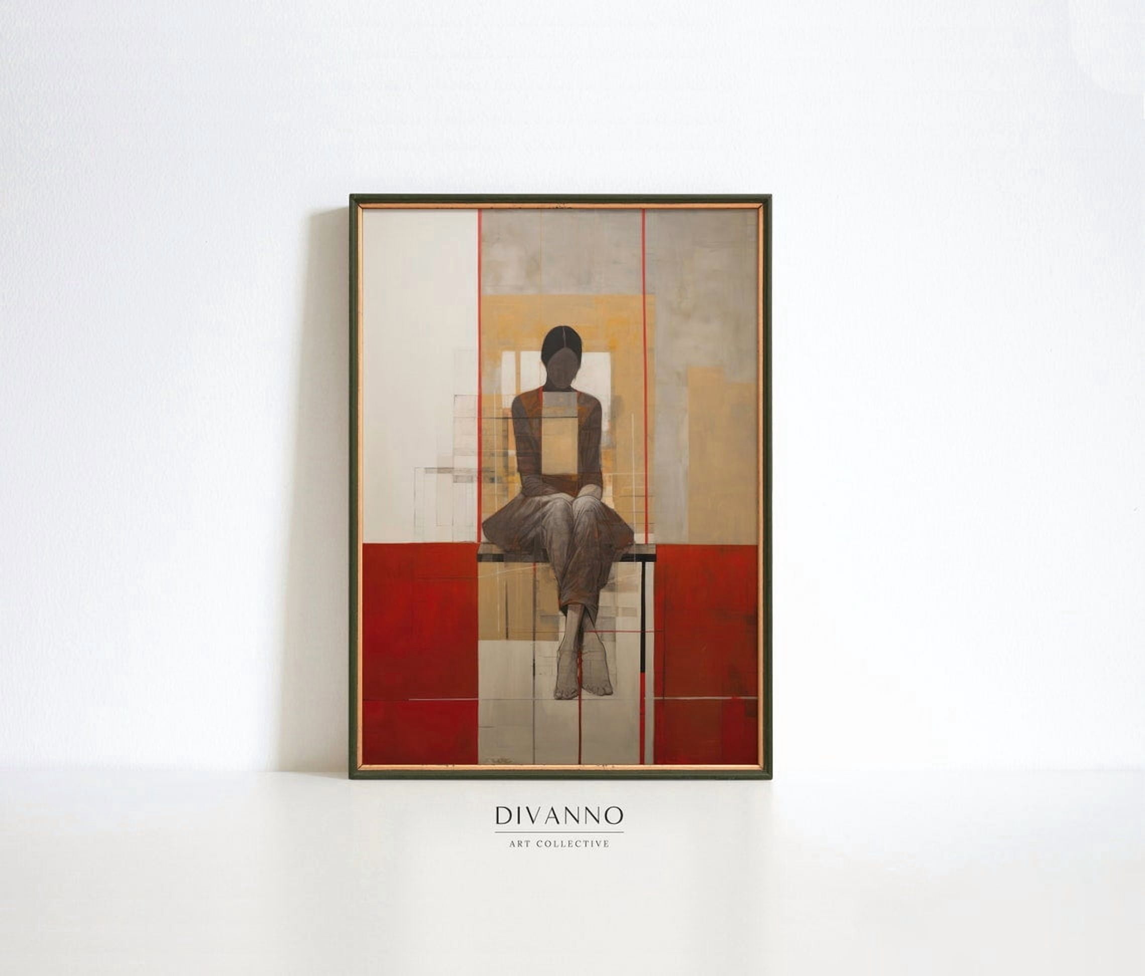 Abstract Sitting Woman Muted Bistro Poster, Unframed Size 24x36 ...