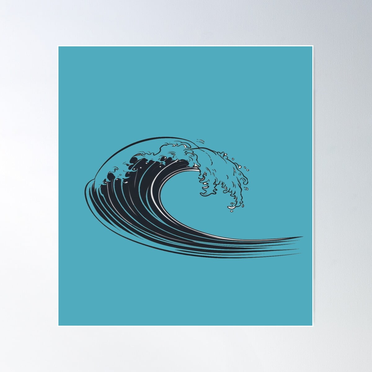 Abstract Sketch Of A Wave In One-Line Style Poster Wall Art, Modern ...