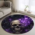 Abstract Skull 4FT Round Area Rugs Vintage Mysterious Purple ...