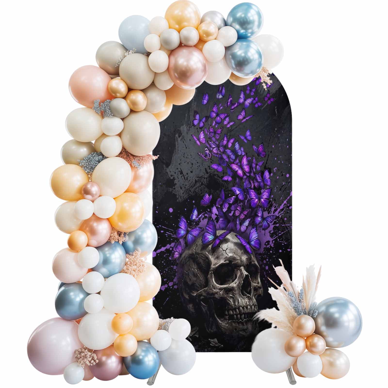 Abstract Skull Arch Backdrop Cover 6.6 FT Night Mysterious Purple ...
