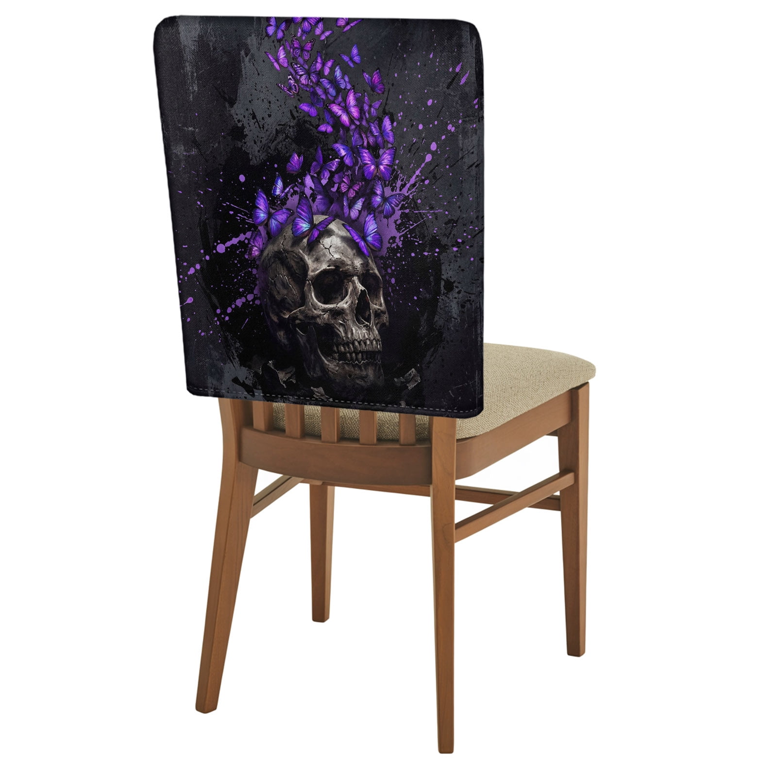 Abstract Skull Chair Back Covers Set of 8 Night Mysterious Purple ...