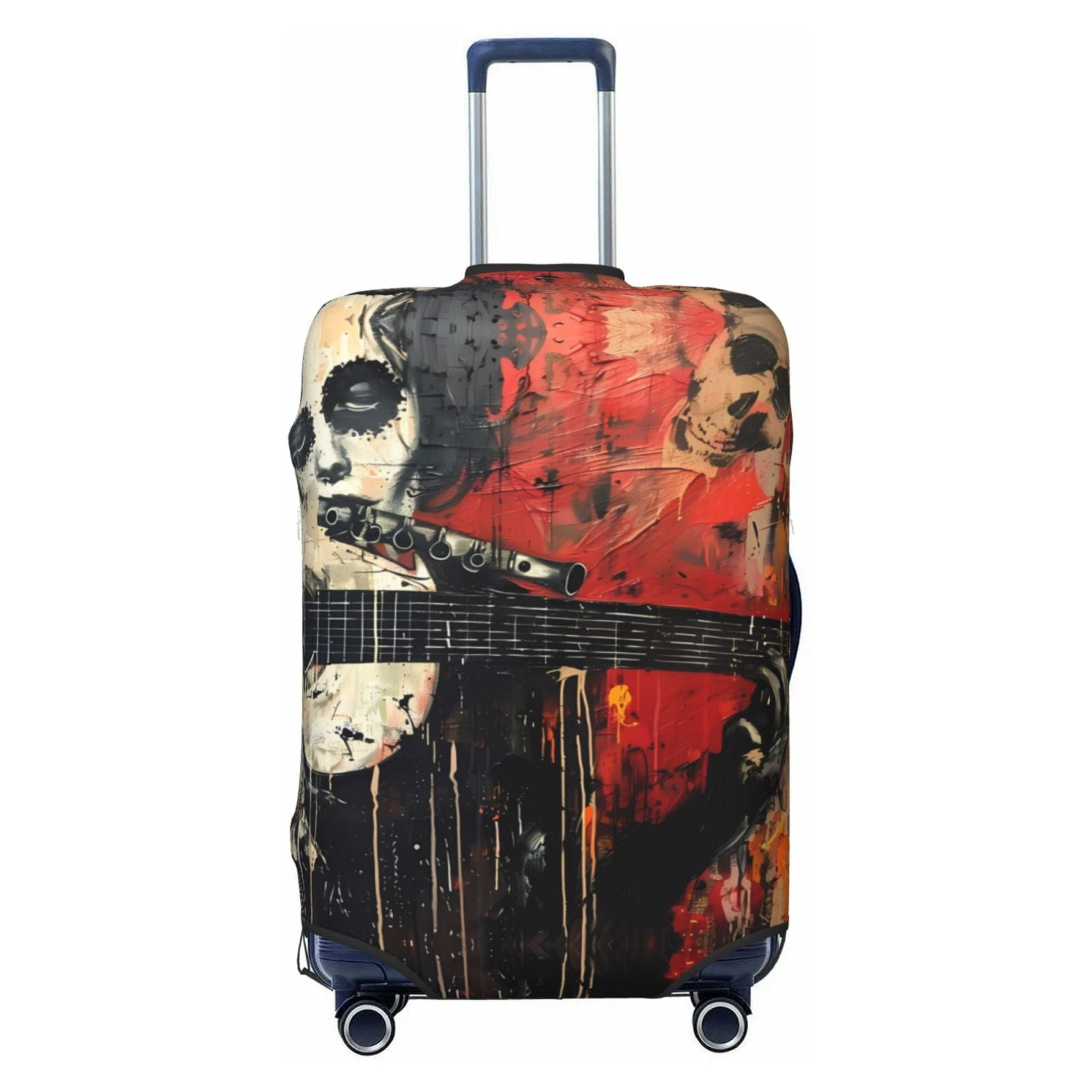 Abstract Skull Guitar Art Luggage Cover, Elastic Suitcase Cover Travel ...