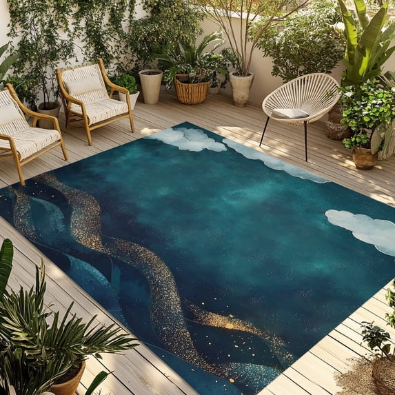 Abstract Sky Outdoor Rug, Cloud Wave Non-Slip Area Rugs Carpet ...