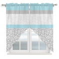 Abstract Sky Swag Curtain Valance for Window 2 Panels Blue Grey Stripes ...