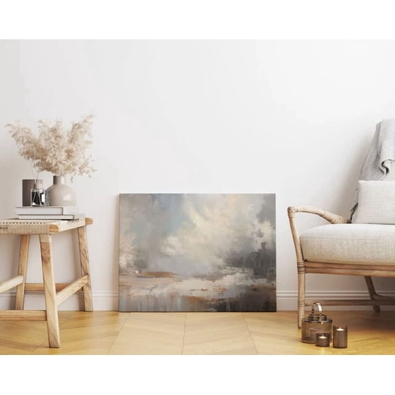 Abstract Sky White Grey Gold Art Painting Wall Art Home Decor Vintage ...