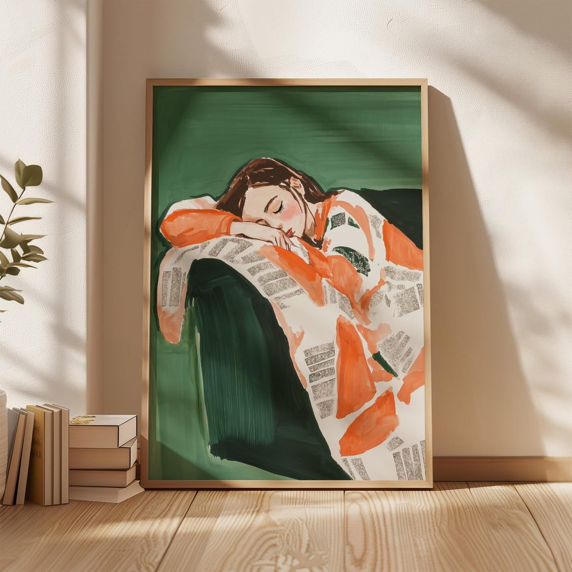 Abstract Sleep Portrait - Woman In Orange And Green With Glitter ...