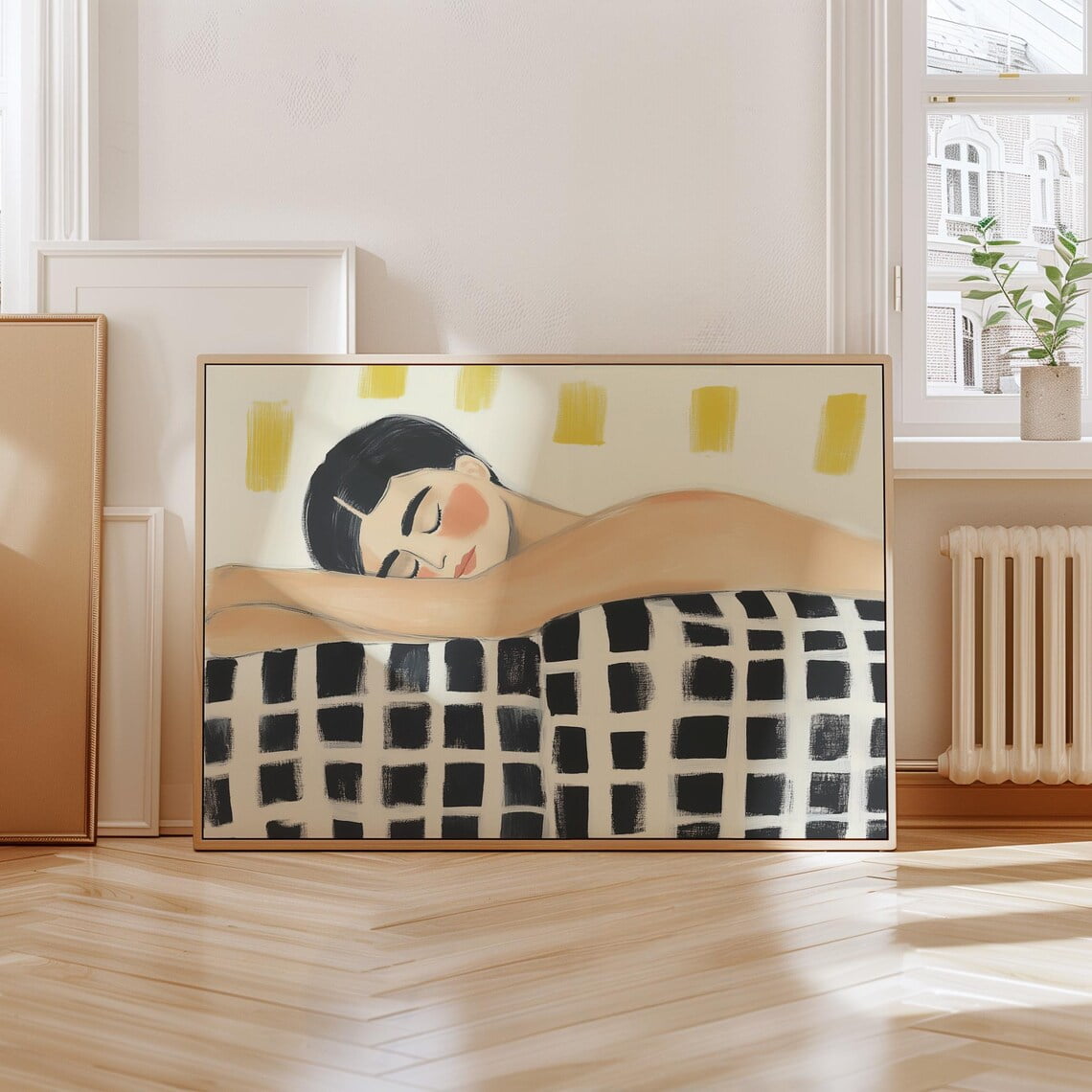 Abstract Sleeping Woman Art Print, Modern Minimalist, Black-And-White ...