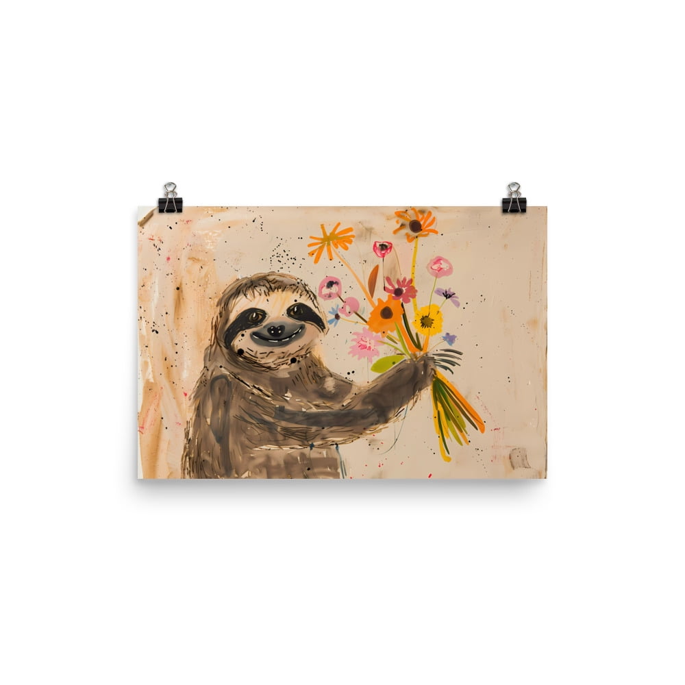 Abstract Sloth Painting Poster Animal Wall Art Boho Home Decor ...