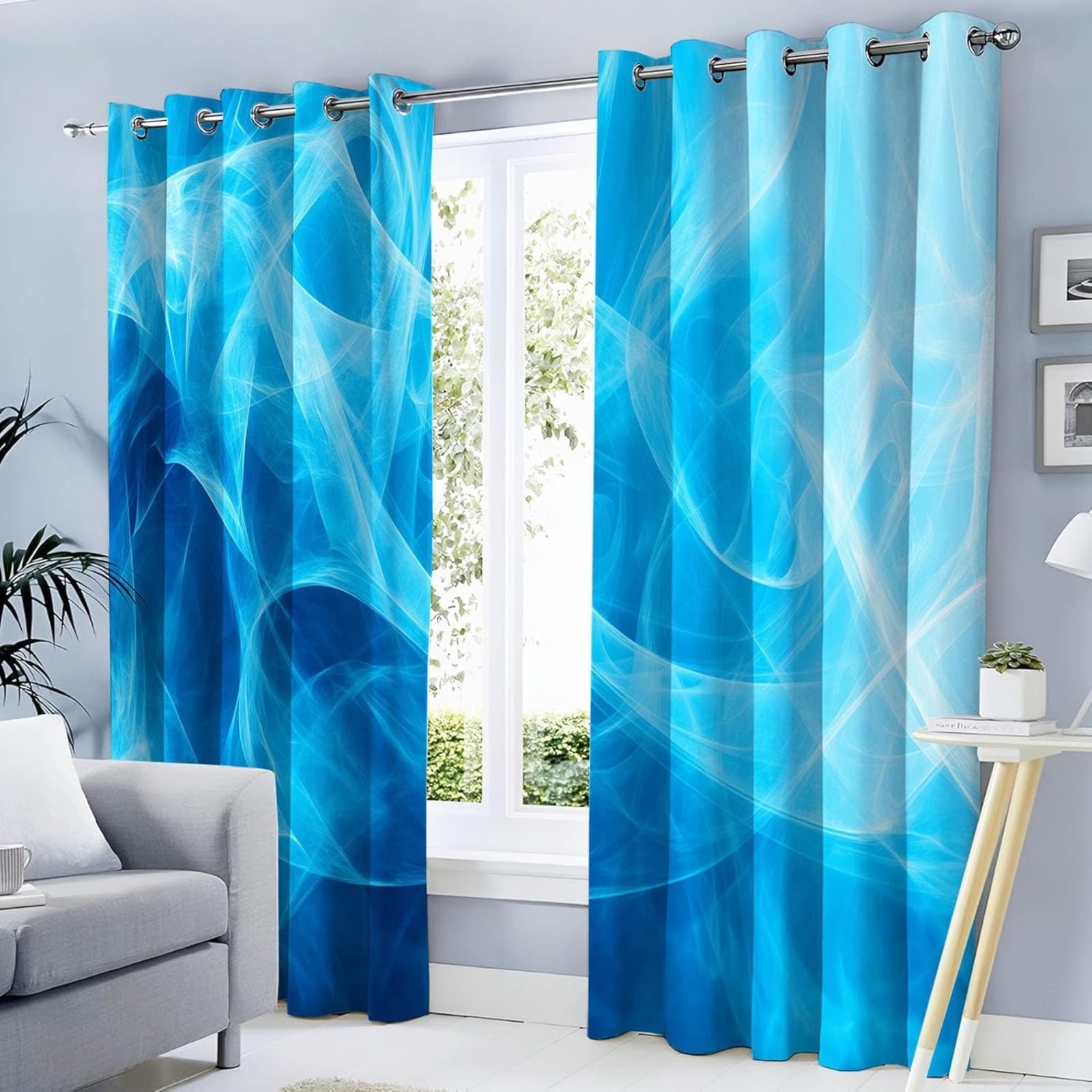 Abstract Smoke Curtains Blackout Swirl Geometry Darkening Curtain Royal ...