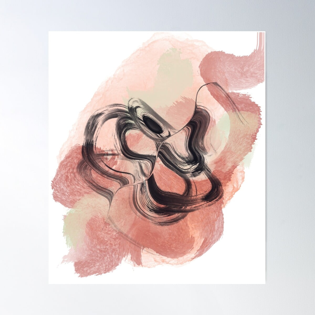 Abstract Snake Red Orange Copper Poster Wall Art, Modern Wall Decor For ...