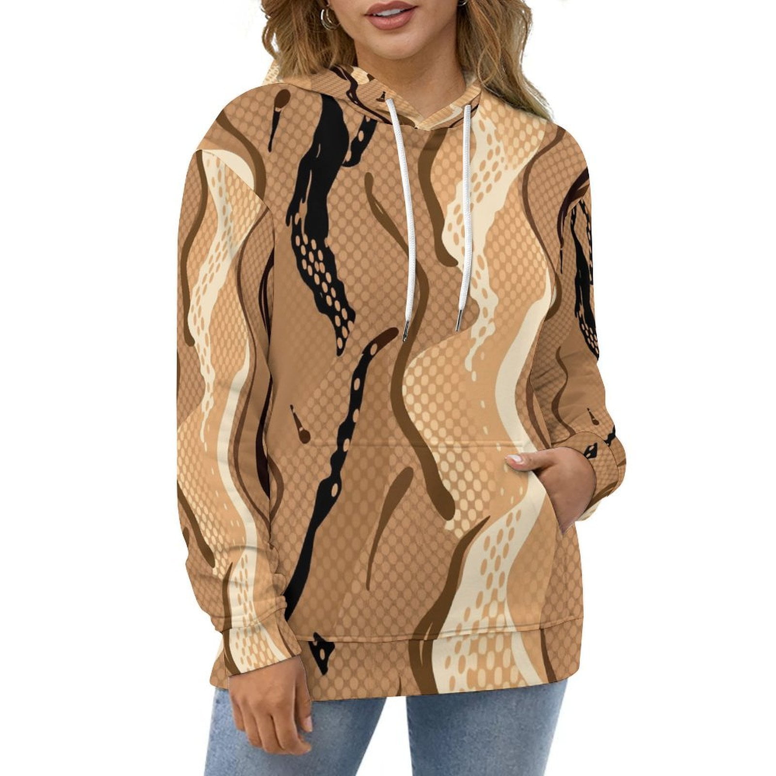 Abstract Snake Skin Pattern Hoodies Long-Sleeve Spring Fashion Oversize ...