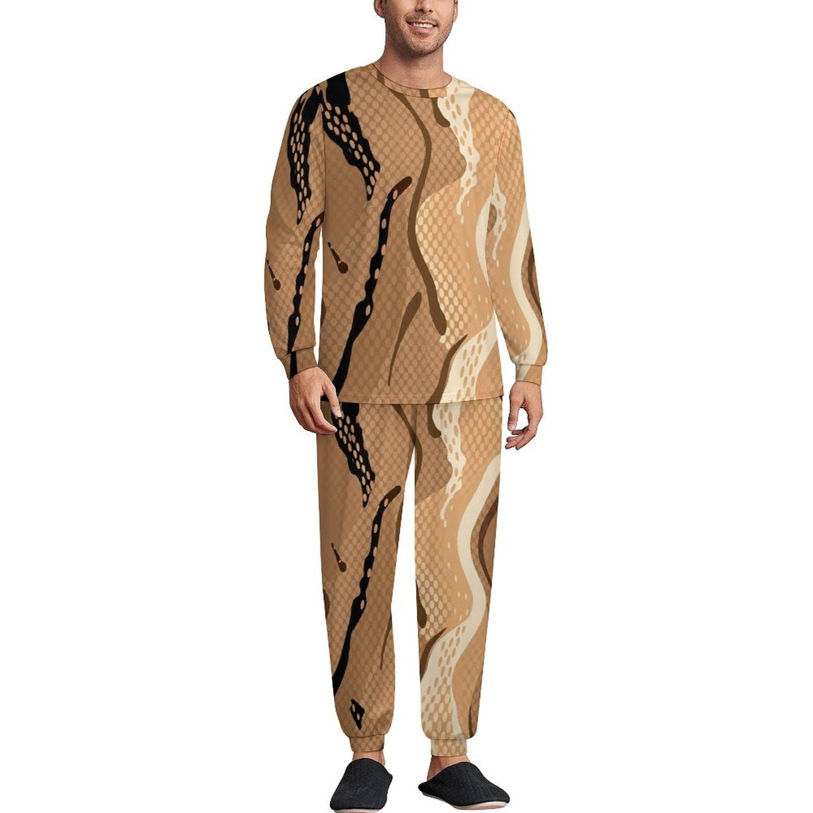 Abstract Snake Skin Pattern Pajamas Men Home Suit Winter Long Sleeve 2 ...