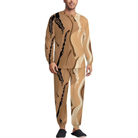Abstract Snake Skin Pattern Pajamas Men Home Suit Winter Long Sleeve 2 ...