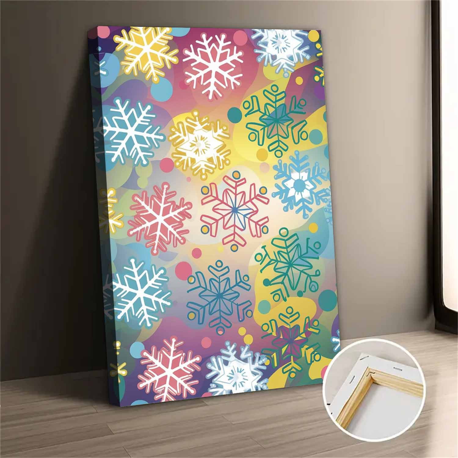 Abstract Snowflake Canvas Wall Art Print For Bedroom Living Room Decor ...