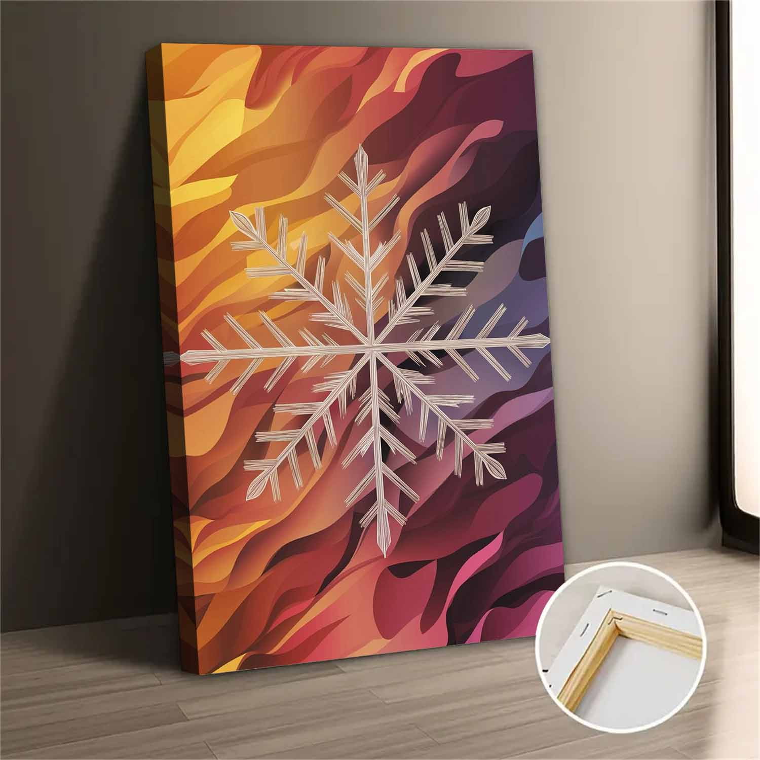Abstract Snowflake Canvas Wall Art Print For Bedroom Living Room Home ...
