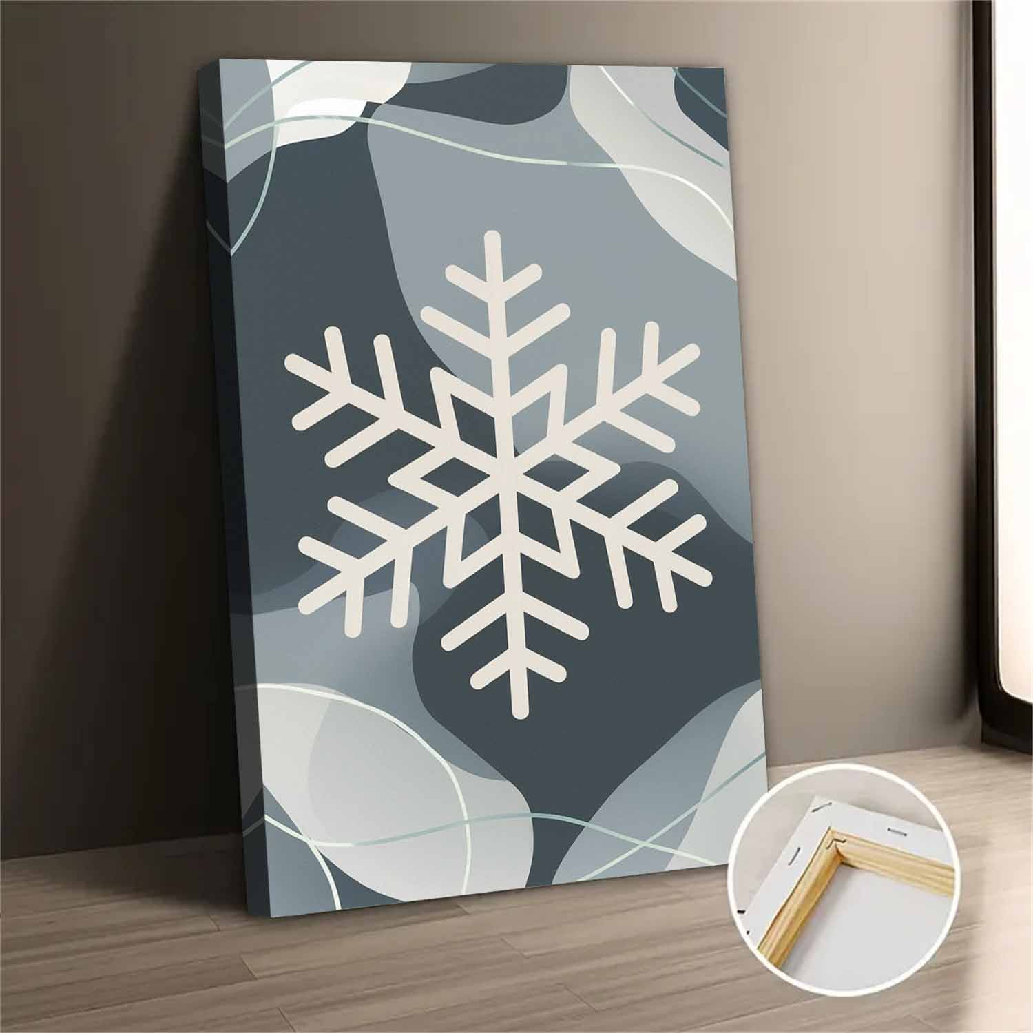Abstract Snowflake Canvas Wall Art Print For Bedroom Living Room Home ...