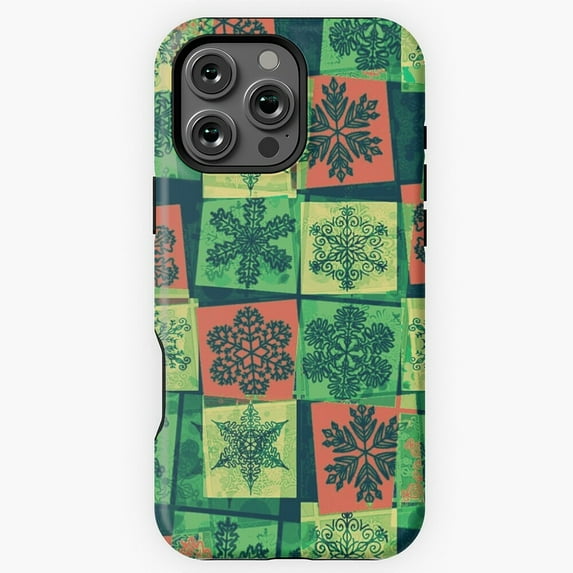 Abstract Snowflake Squares Modern Pattern iPhone Case 17 through 11 Pro ...