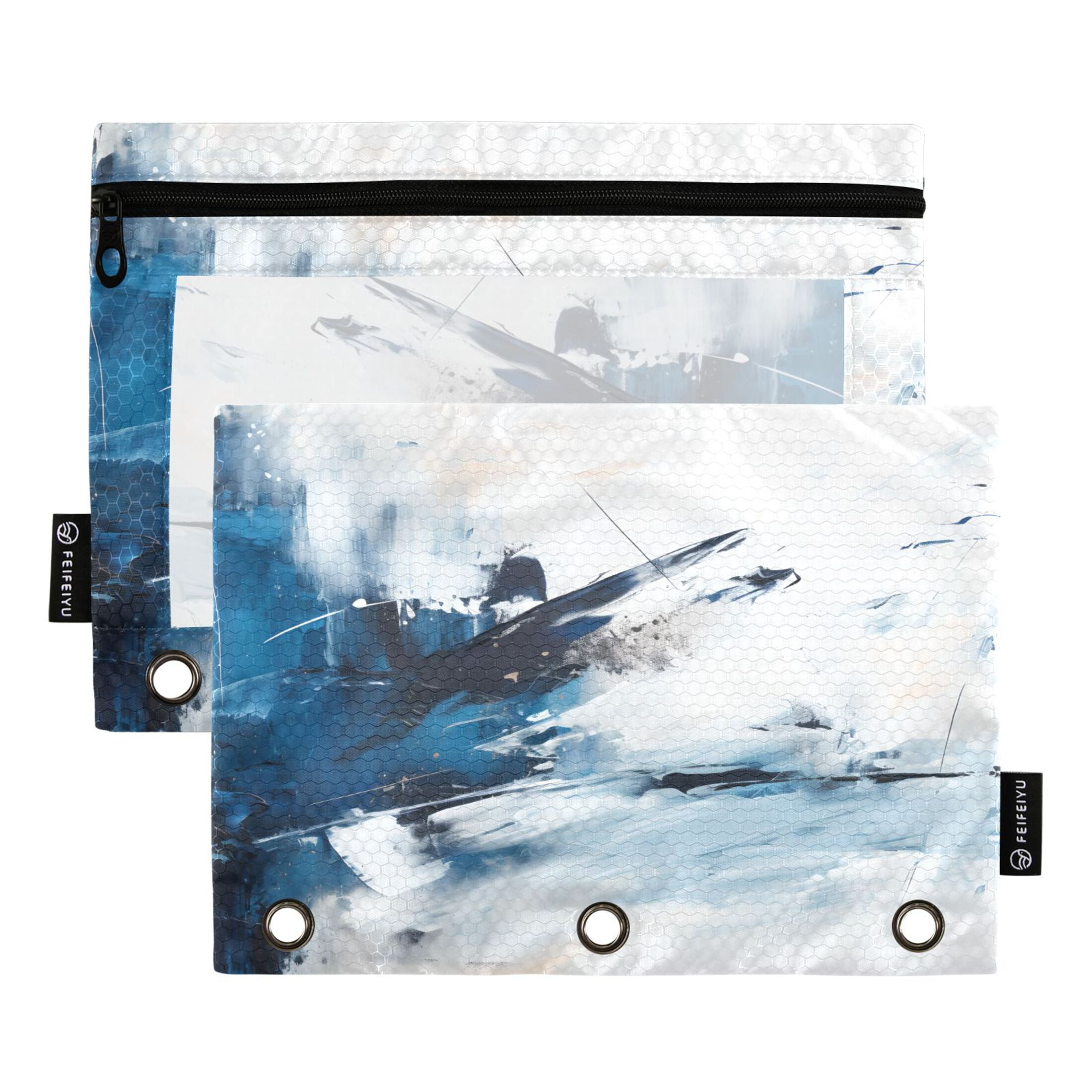 Abstract Snowy Landscape 2 Pack Pencil Pouch for 3 Ring Binder Smooth ...