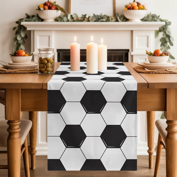 Abstract Soccer Skin Dining Table Runner, Modern Abstract Symmetrical ...