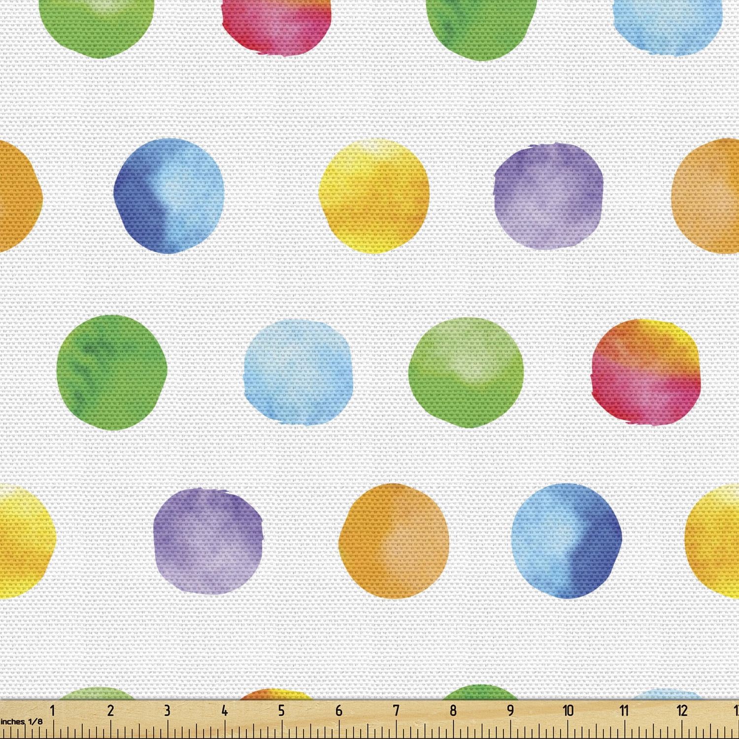 Ambesonne Abstract Fabric by the Yard Upholstery, Colored Big Polka ...