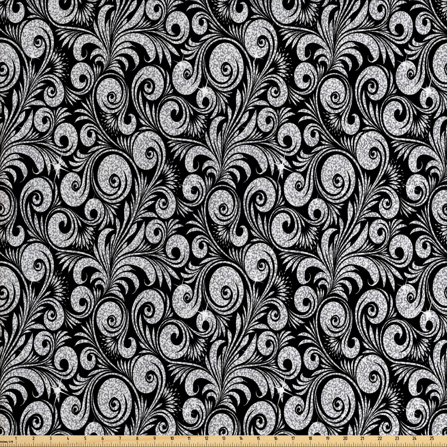 Abstract Sofa Upholstery Fabric by the Yard, Curvy Botanical Leaves ...