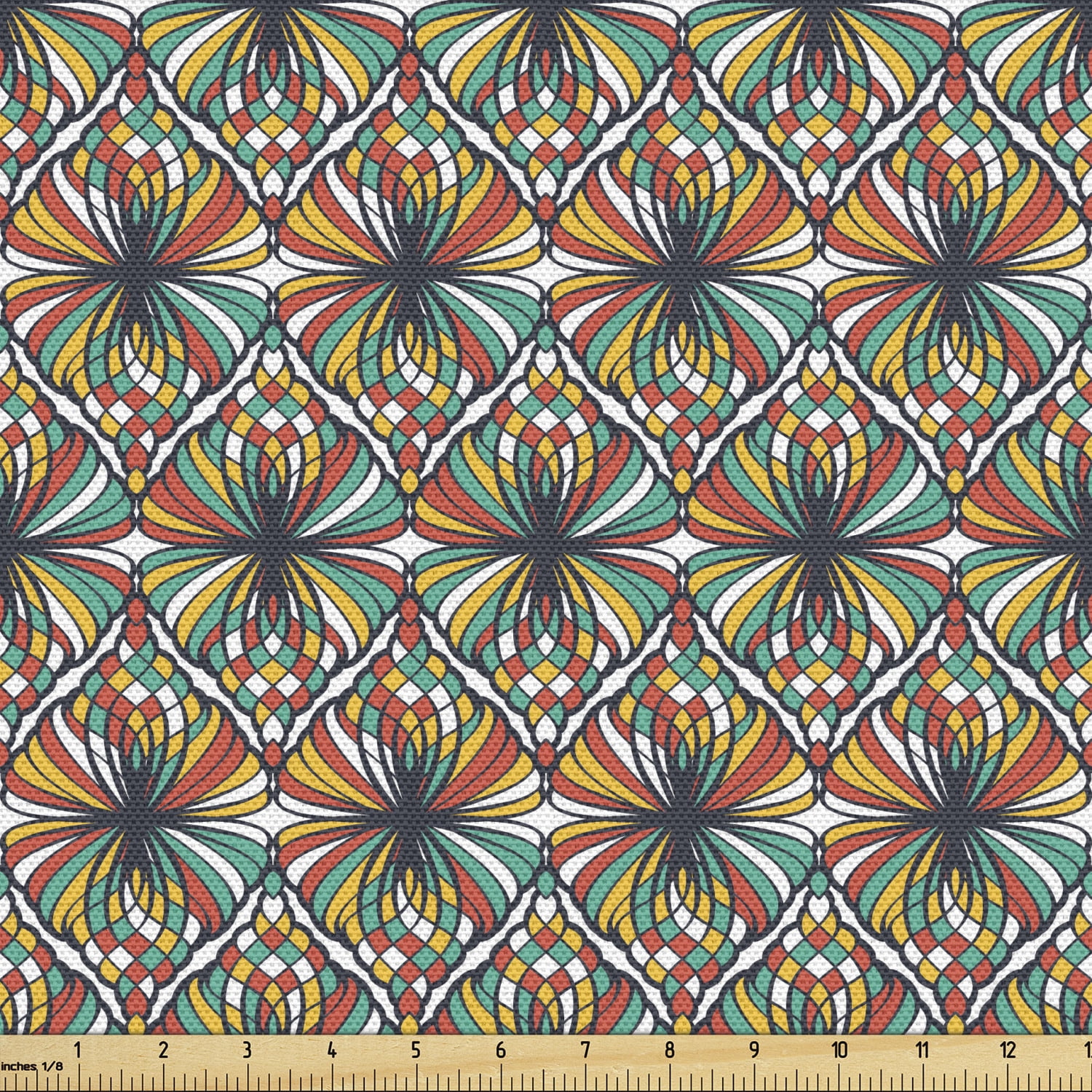 Abstract Sofa Upholstery Fabric by the Yard, Mosaic Pattern with ...