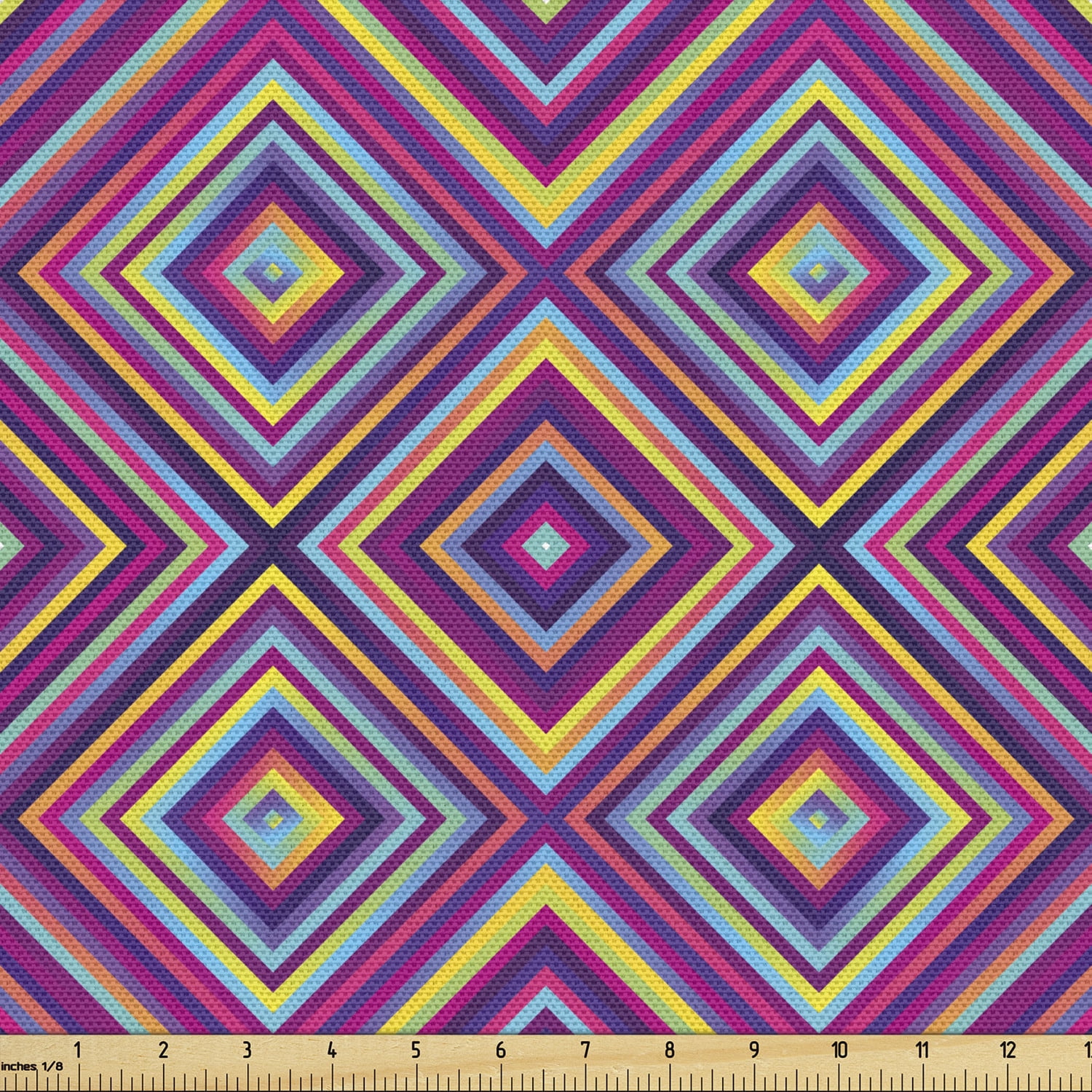 Ambesonne Abstract Fabric by the Yard Upholstery, Colorful Rhombus ...