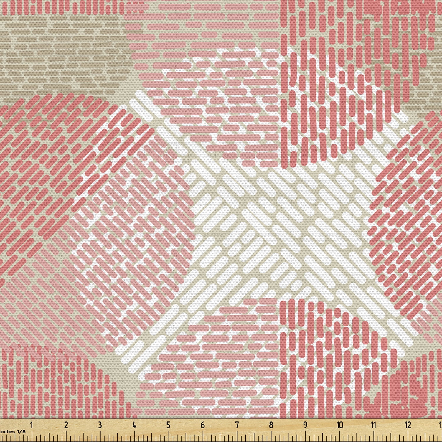 Ambesonne Circles Fabric by the Yard Upholstery, Dash Lines Circle ...