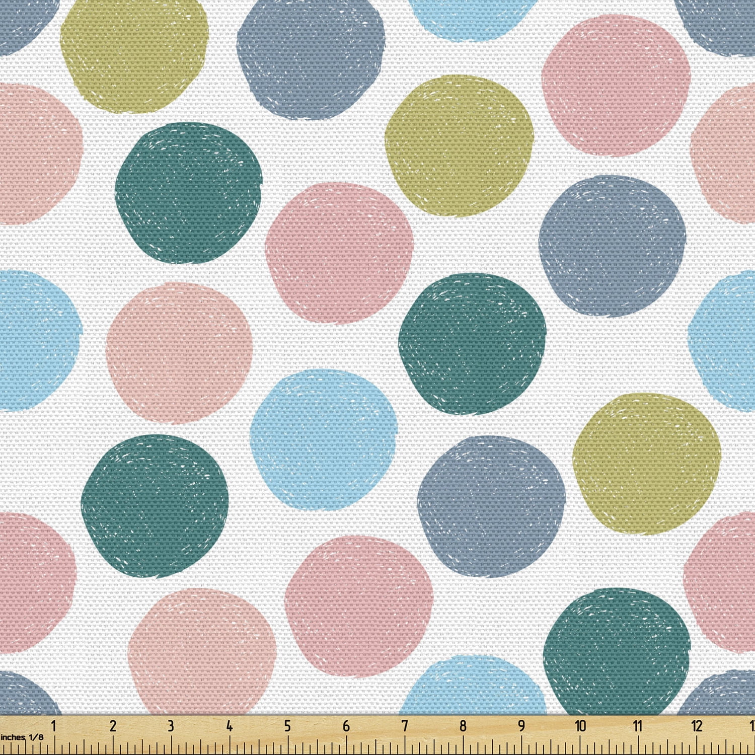 Ambesonne Abstract Fabric By The Yard Upholstery Pastel Big Polka Dots