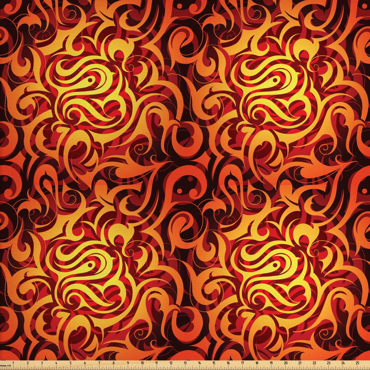 Ambesonne Abstract Fabric by the Yard Upholstery, Floral Surreal Curves ...