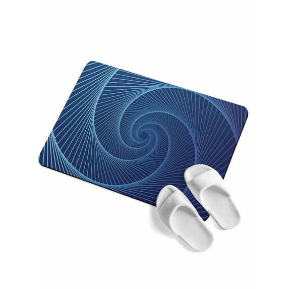 Abstract Soft Diatomaceous Earth Mat, Blue Stripe Geometric Swirling ...