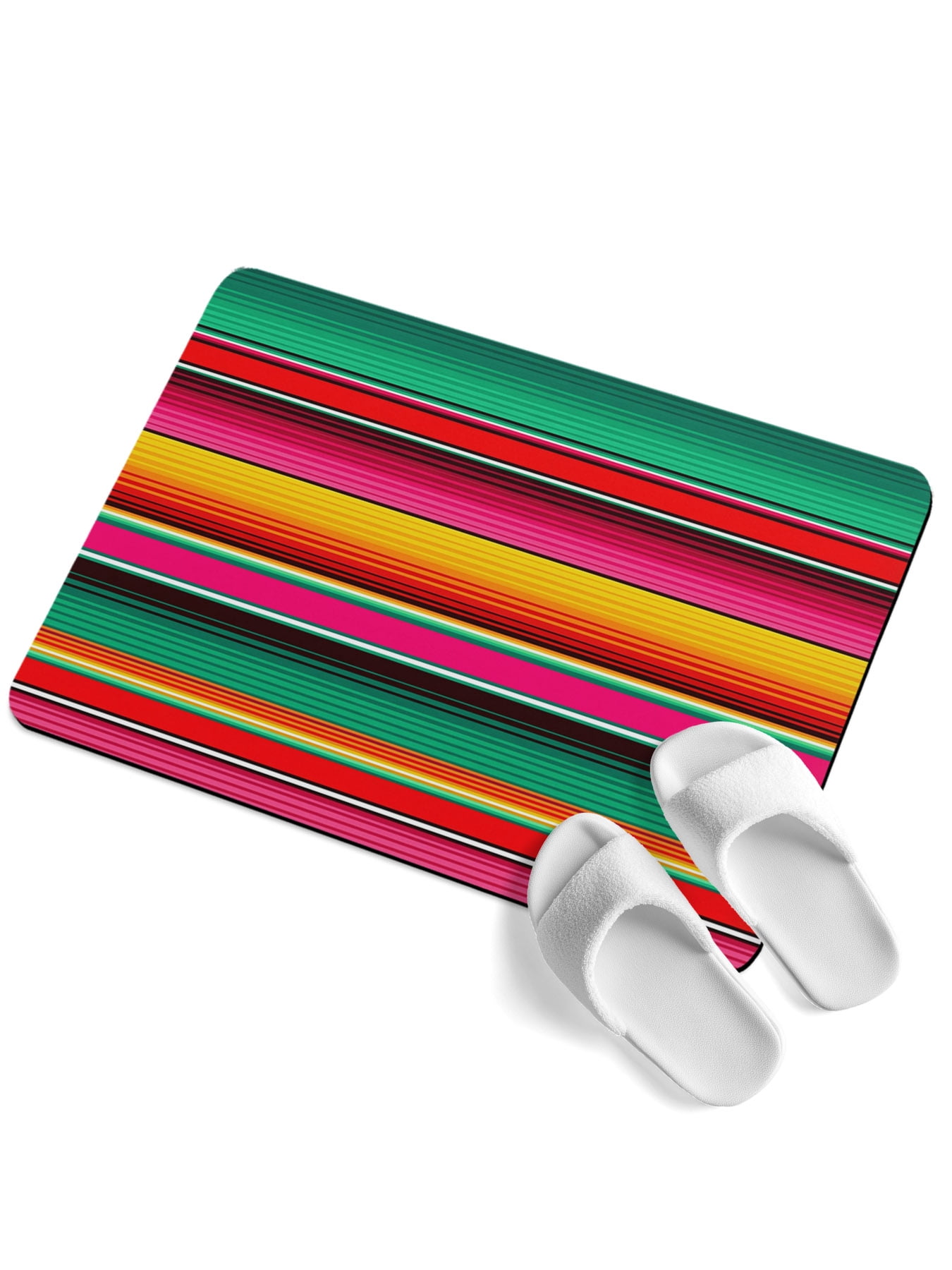 Abstract Soft Diatomaceous Earth Mat, Colorful Mexican Stripe Green Red ...