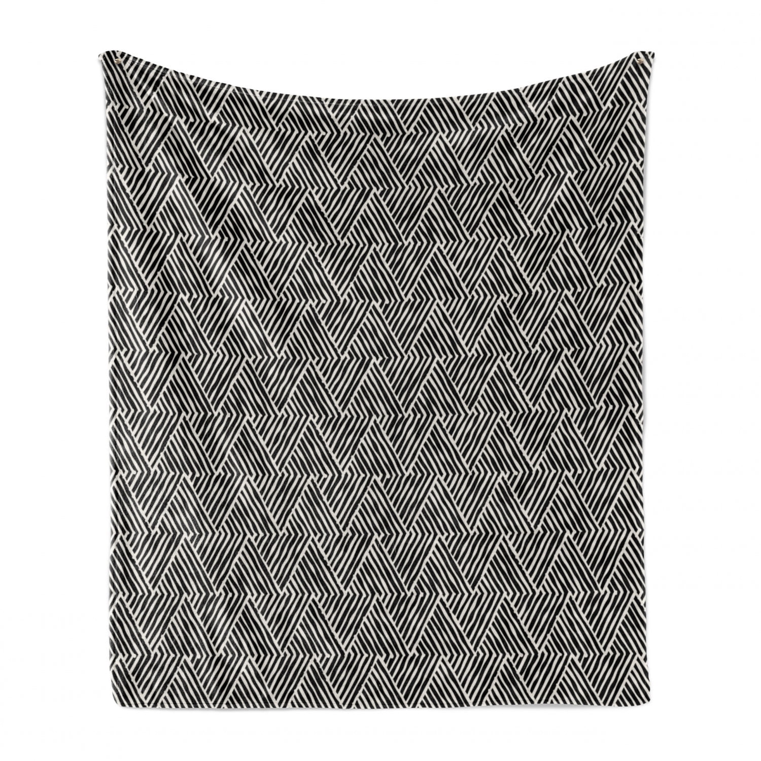 Abstract Soft Flannel Fleece Blanket, Monochrome Design Triangles ...