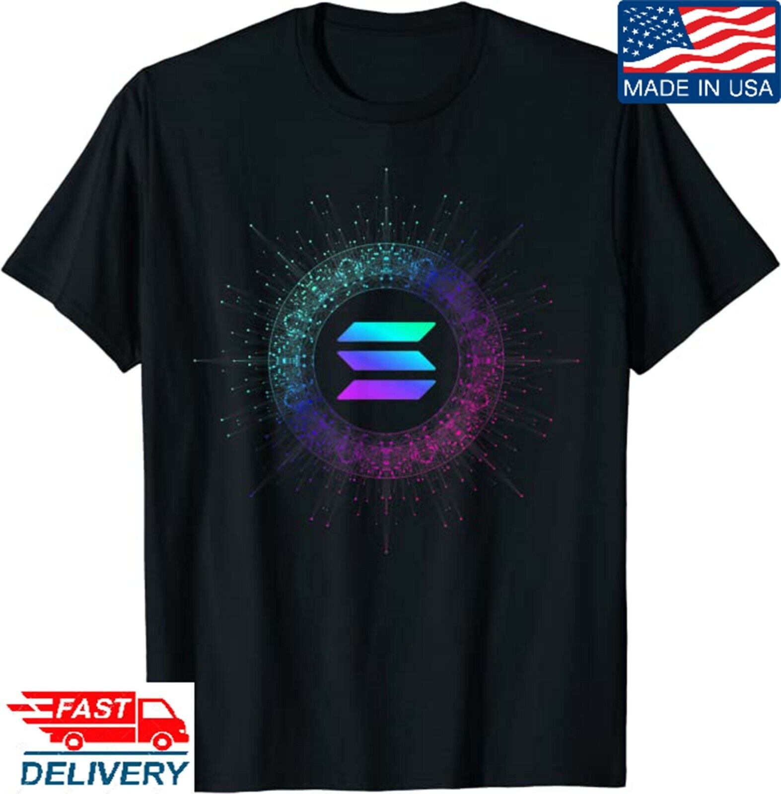 Abstract Solana SOL Logo Blockchain Coin Colorful Solana T-Shirt Solana ...