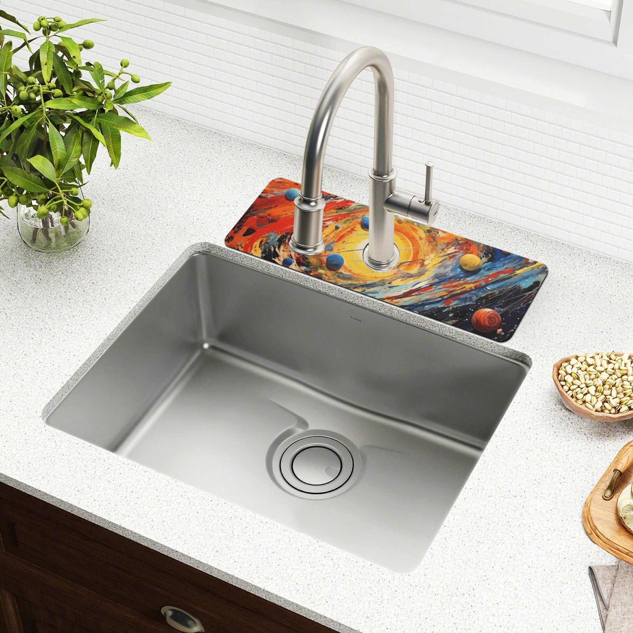 Abstract Solar System Faucet Mat for Kitchen Sink 15'' Sink Splash ...