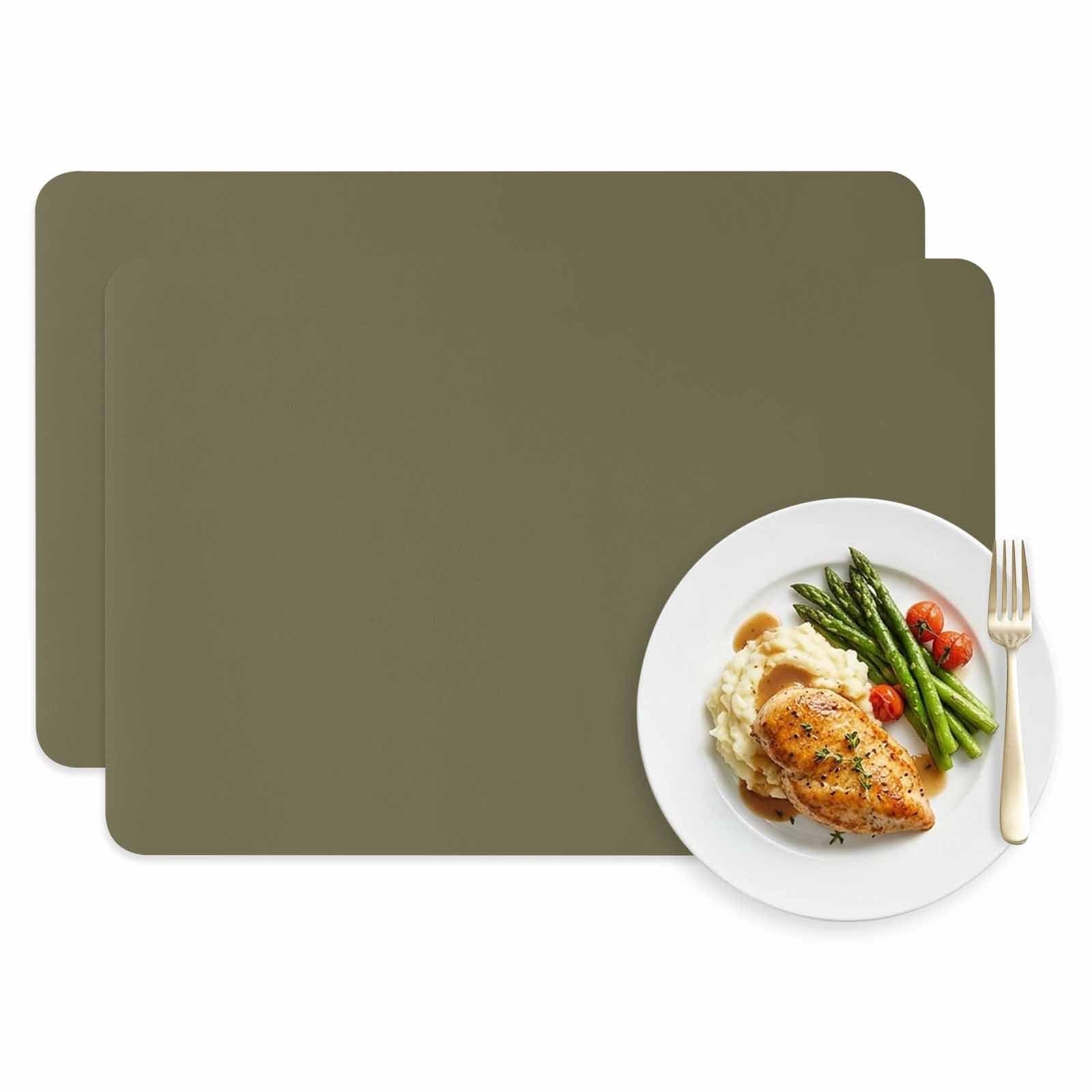 Abstract Solid Color Leather Placemats Set of 2, 12x18 Inch, Simple ...