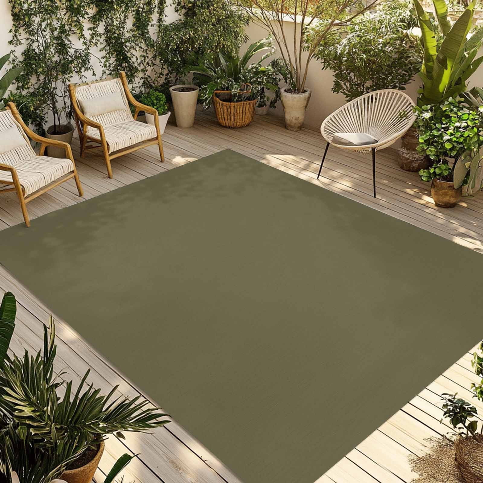 Abstract Solid Color Outdoor Rug, Simple Avocado Dark Low Saturation ...